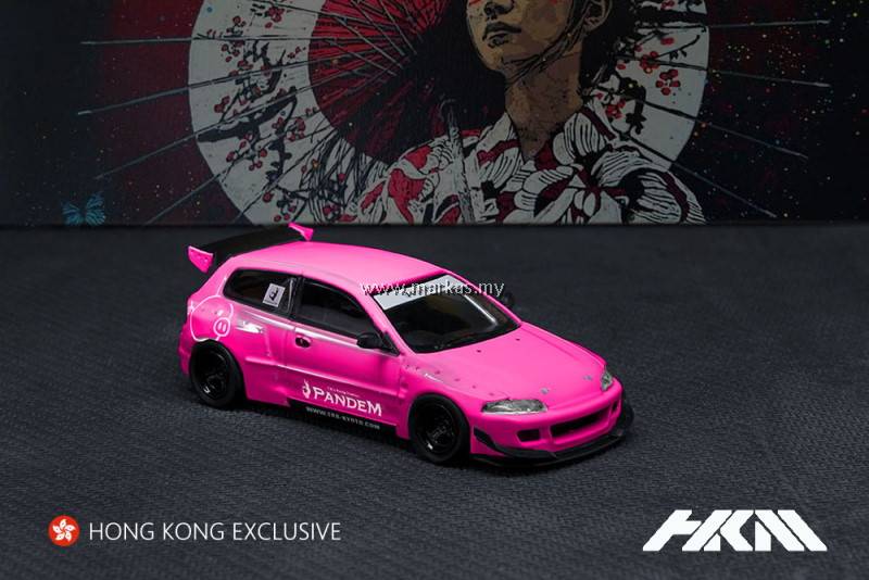 HKM 1/64 HONDA CIVIC EG6 PANDEM ROCKET BUNNY BABY PINK WITH CARBON ...