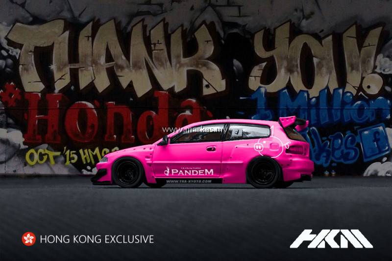 HKM 1/64 HONDA CIVIC EG6 PANDEM ROCKET BUNNY BABY PINK WITH CARBON ...