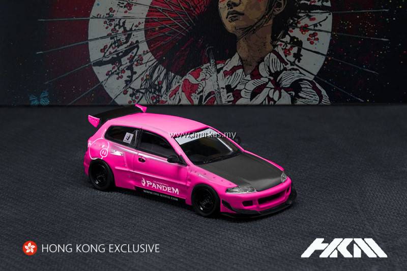 HKM 1/64 HONDA CIVIC EG6 PANDEM ROCKET BUNNY BABY PINK WITH CARBON ...