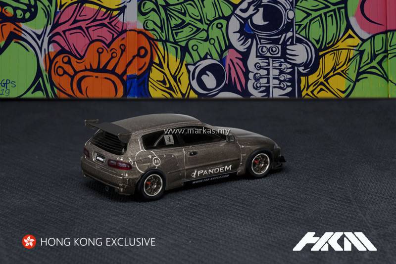 HKM 1/64 HONDA CIVIC EG6 PANDEM ROCKET BUNNY GREY METALLIC WITH CARBON ...