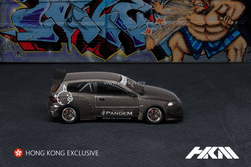 HKM 1/64 HONDA CIVIC EG6 PANDEM ROCKET BUNNY GREY METALLIC WITH CARBON ...