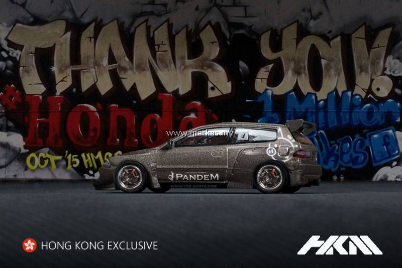 HKM 1/64 HONDA CIVIC EG6 PANDEM ROCKET BUNNY GREY METALLIC WITH CARBON ...