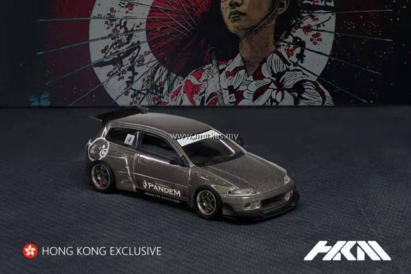 HKM 1/64 HONDA CIVIC EG6 PANDEM ROCKET BUNNY GREY METALLIC WITH CARBON ...