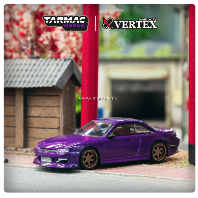 TARMAC WORKS GLOBAL64 1/64 VERTEX NISSAN SILVIA S14 PURPLE METALLIC