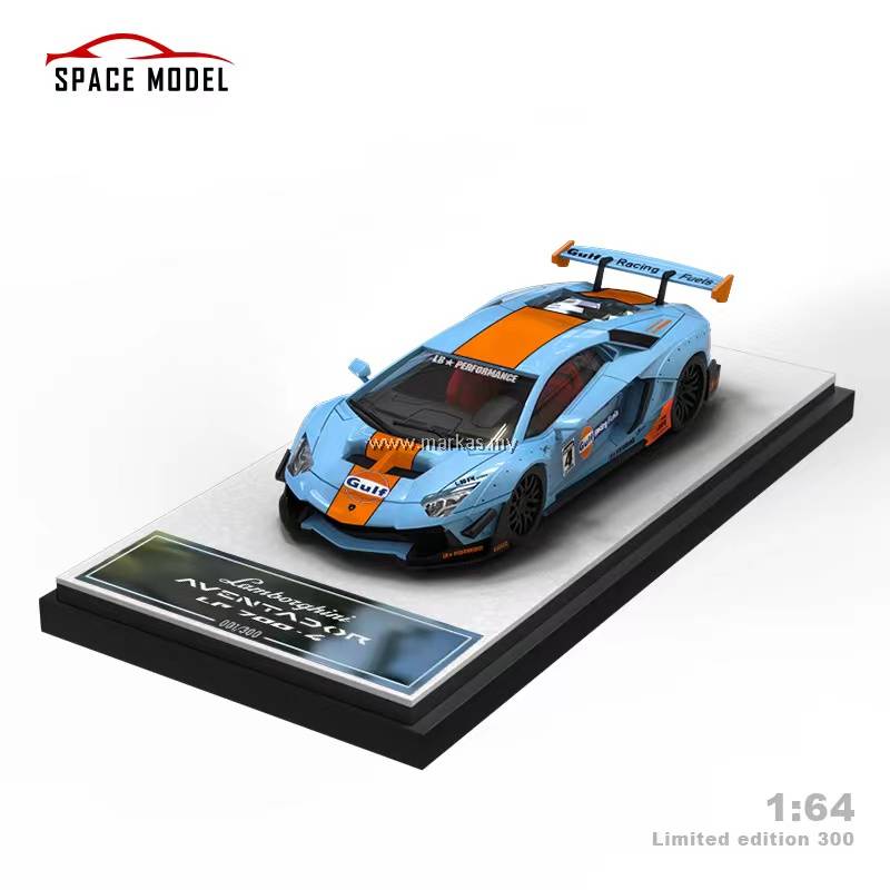 SPACE MODEL 1/64 LAMBORGHINI LP700-4 LB 2.0 GULF WITH MOVEABLE DOLL FIGURE