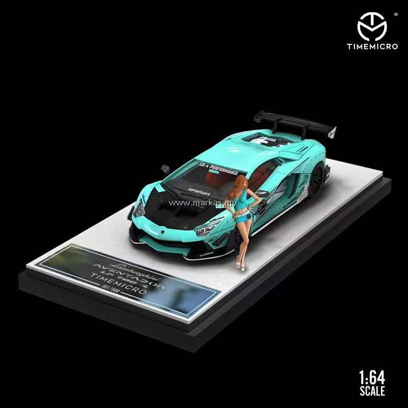 TIME MICRO 1/64 LAMBORGHINI AVENTADOR LP700 2.0 NO.09 BLUE WITH FIGURE