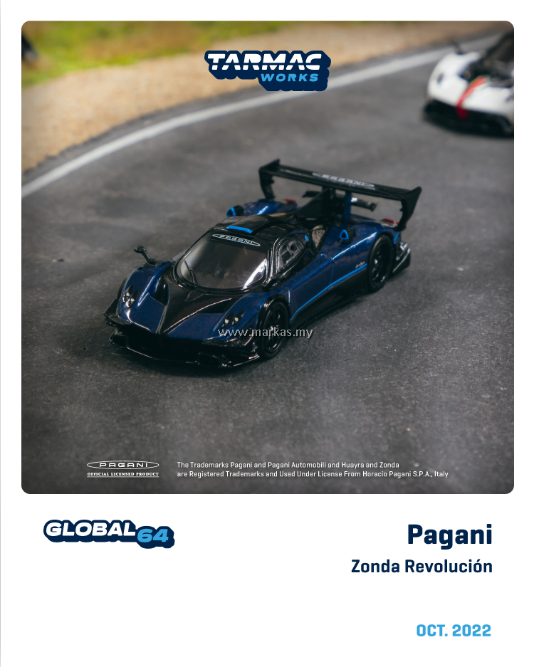 TARMAC WORKS GLOBAL64 1/64 PAGANI ZONDA REVOLUCION BLUE METALLIC