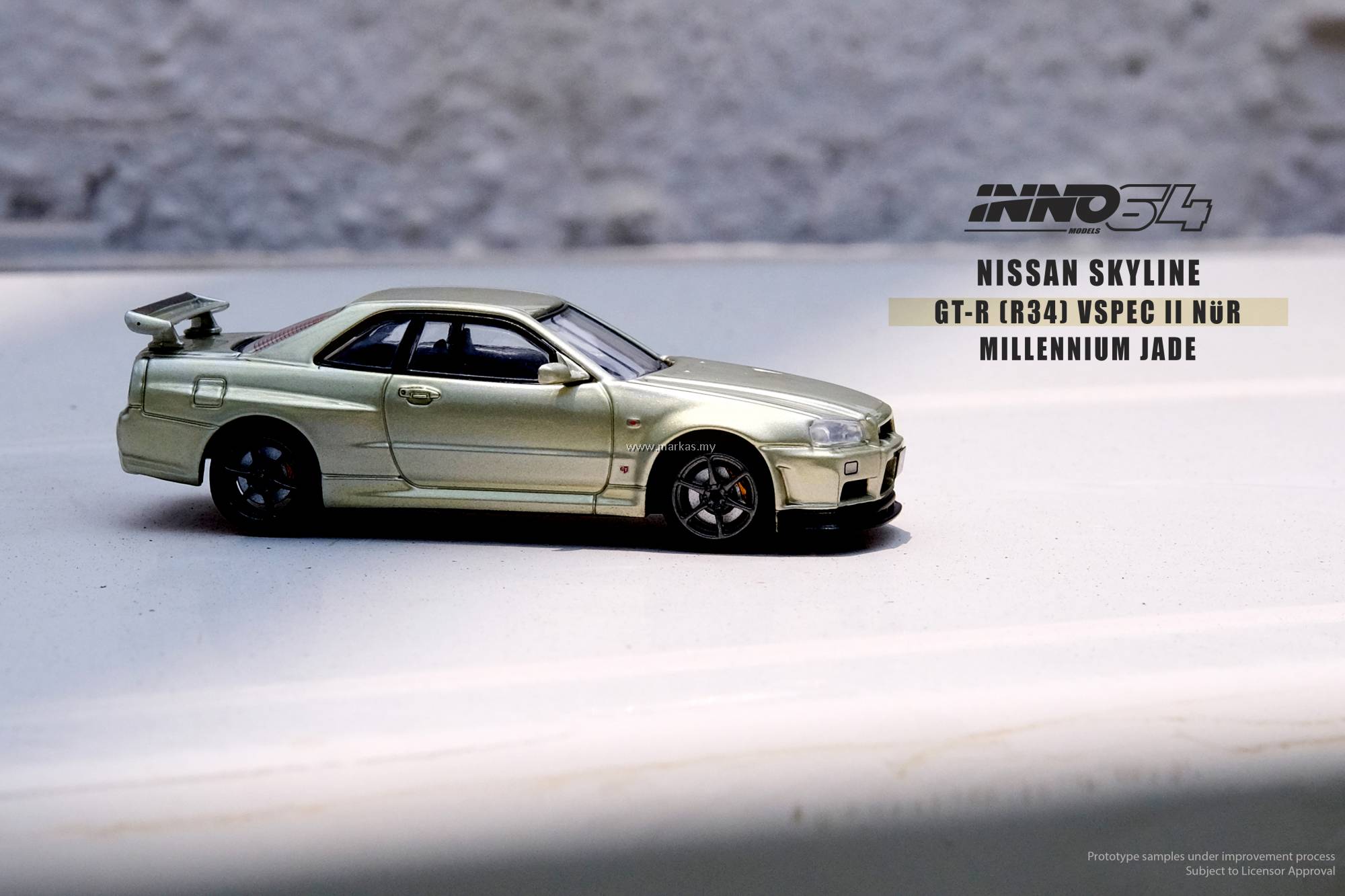 INNO MODELS INNO64 1/64 NISSAN SKYLINE GT-R R34 VSPEC II NUR MILLENIUM JADE