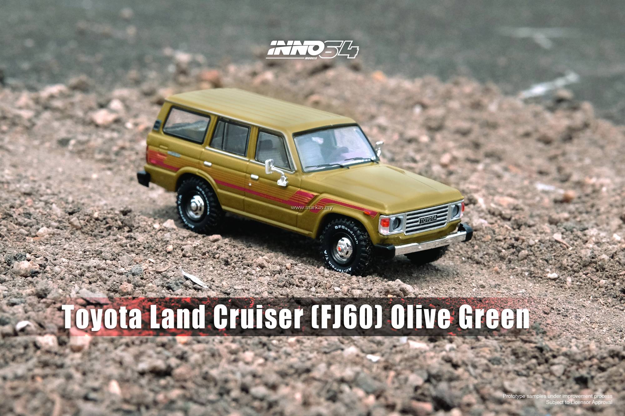 INNO MODELS INNO64 1/64 TOYOTA LAND CRUISER FJ60 OLIVE GREEN