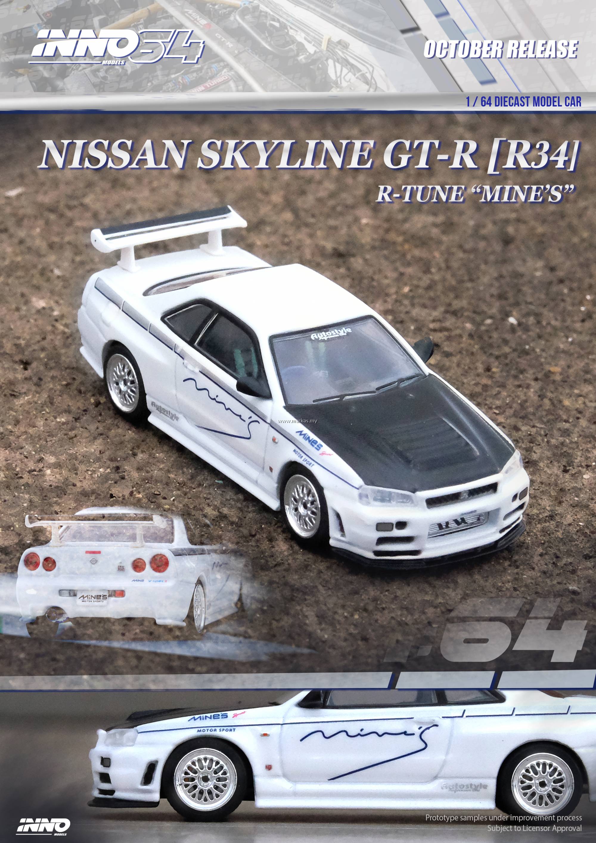 INNO MODELS INNO64 1/64 NISSAN SKYLINE GT-R R34 R-TUNE MINE'S