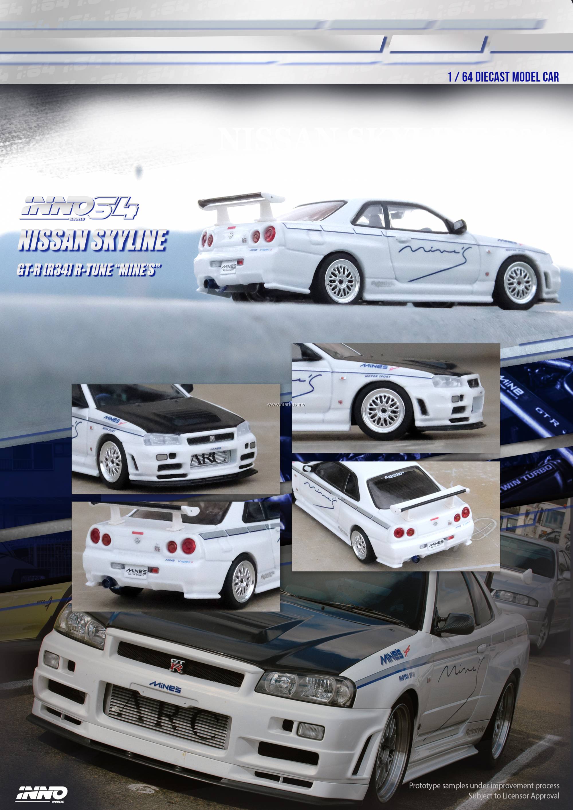 INNO MODELS INNO64 1/64 NISSAN SKYLINE GT-R R34 R-TUNE MINE'S