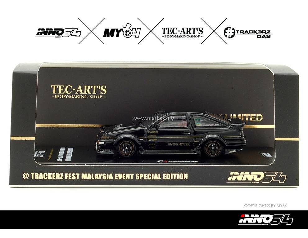 INNO MODELS INNO64 1/64 TOYOTA SPRINTER TRUENO AE86 TEC-ART'S BLACK ...