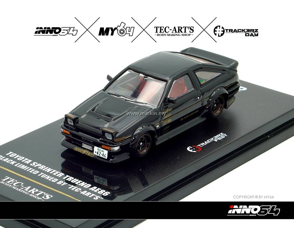 INNO MODELS INNO64 1/64 TOYOTA SPRINTER TRUENO AE86 TEC-ART'S BLACK ...