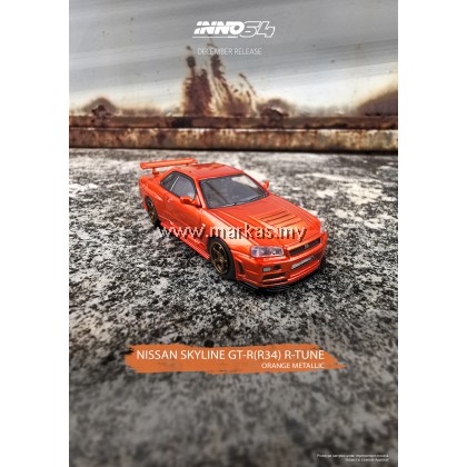 (PO) INNO MODELS INNO64 1/64 NISSAN SKYLINE GT-R R34 R-TUNE ORANGE METALLIC