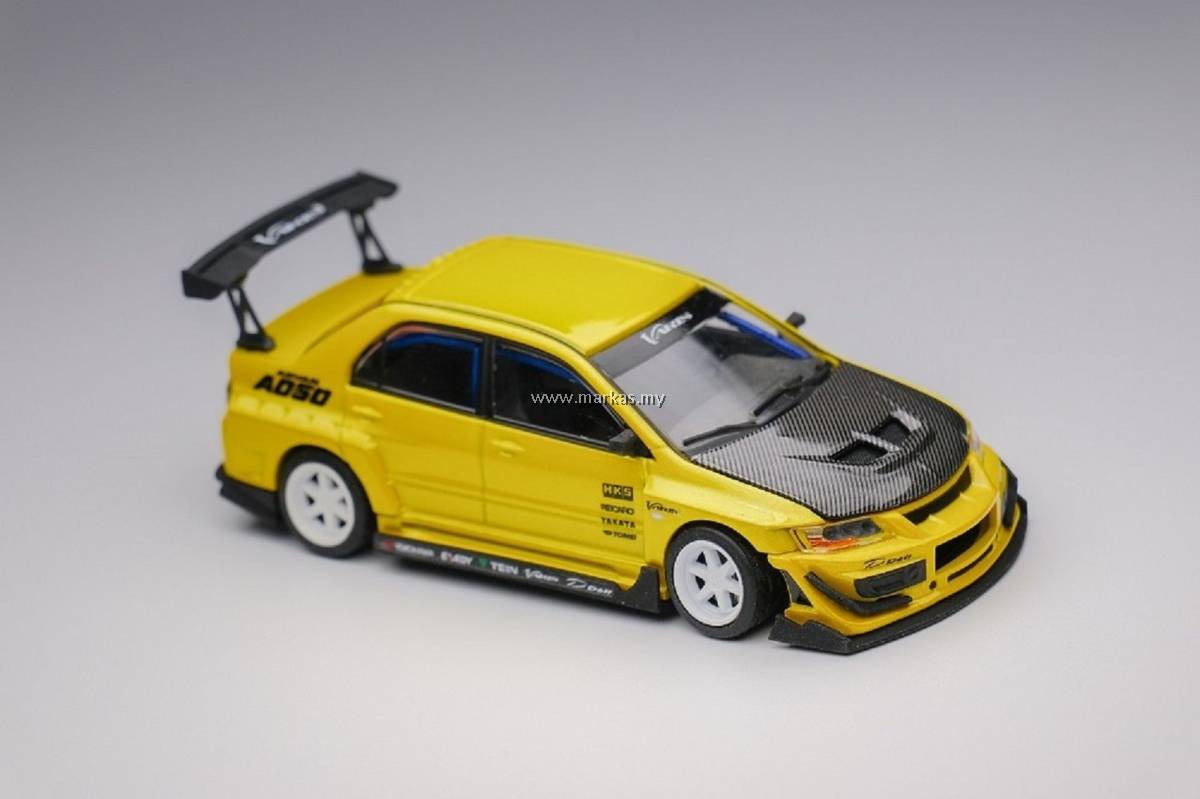 PEAKO MODEL 1/64 MITSUBISHI LANCER EVOLUTION IX VARIS YELLOW CARBON HOOD