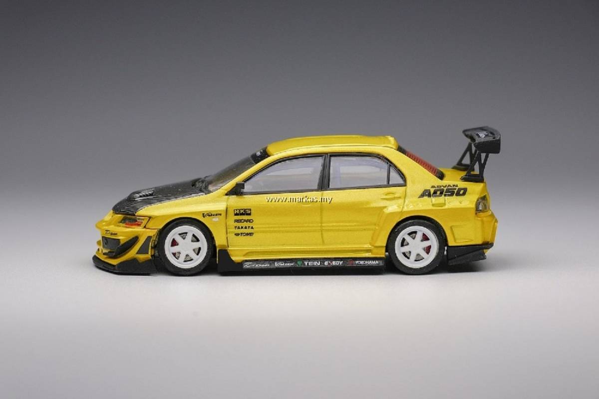 PEAKO MODEL 1/64 MITSUBISHI LANCER EVOLUTION IX VARIS YELLOW CARBON HOOD