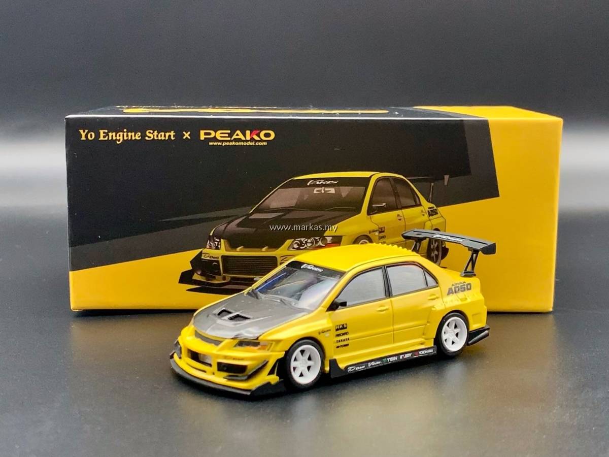 PEAKO MODEL 1/64 MITSUBISHI LANCER EVOLUTION IX VARIS YELLOW CARBON HOOD