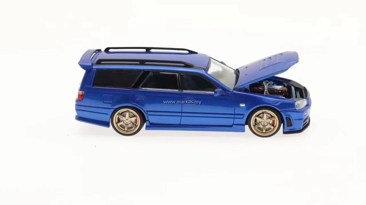 ZOOM 1/64 STAGEA 1ST GEN WC34 260RS OPENABLE HOOD WITH DETAILED ENGINE BLUE