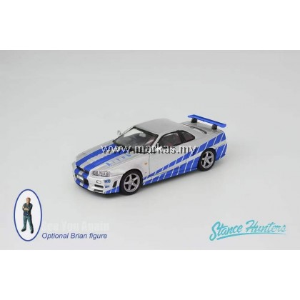 STANCE HUNTERS X ART WORKS 1/64 NISSAN GT-R R34 FAST & FURIOUS WITH FIGURE