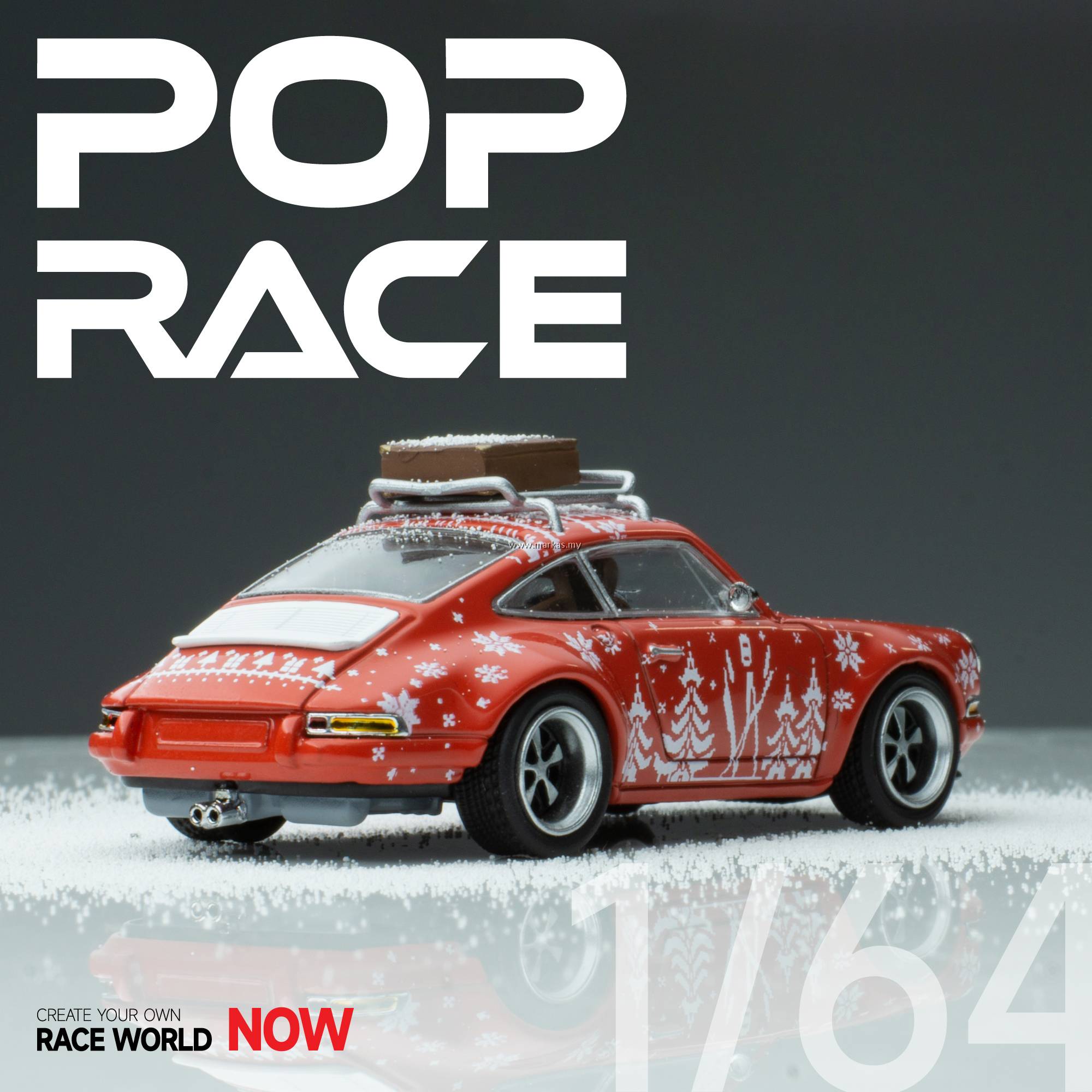 POP RACE CHRISTMAS EDITION 1/64 SINGER SNOW RED