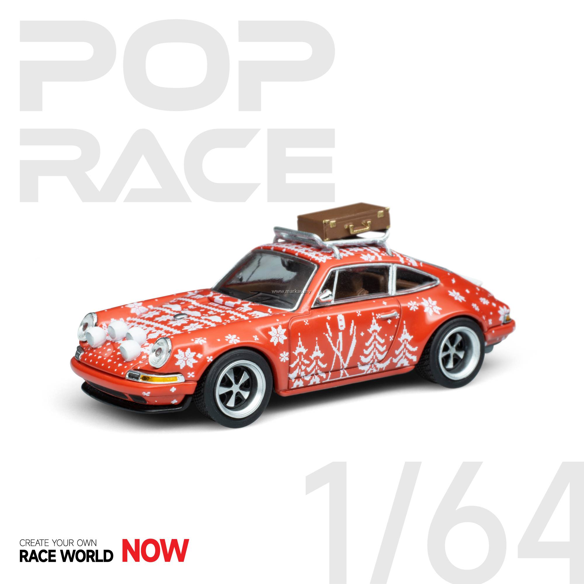 POP RACE CHRISTMAS EDITION 1/64 SINGER SNOW RED