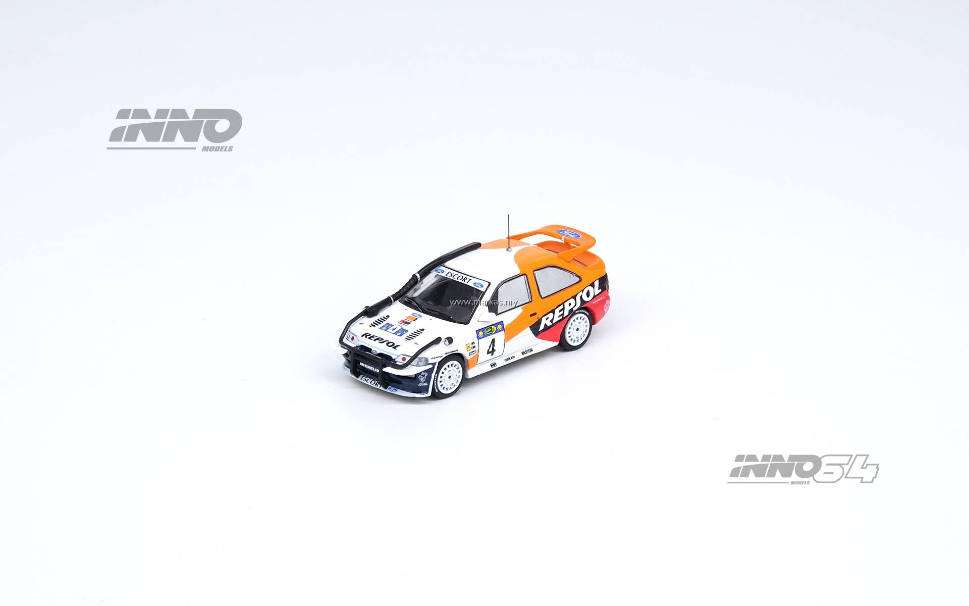 (PO) INNO MODELS INNO64 1/64 FORD ESCORT RS COSWORTH #4 REPSOL SAFARI ...