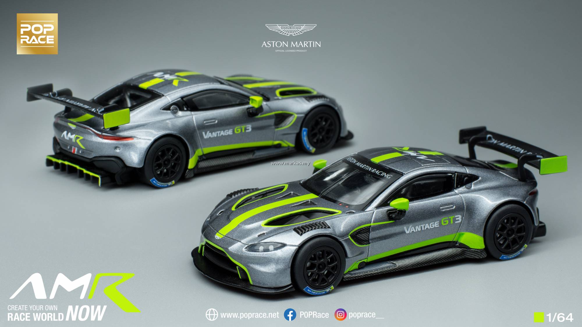 (PO) POP RACE 1/64 ASTON MARTIN VANTAGE GT3 PRESENTATION