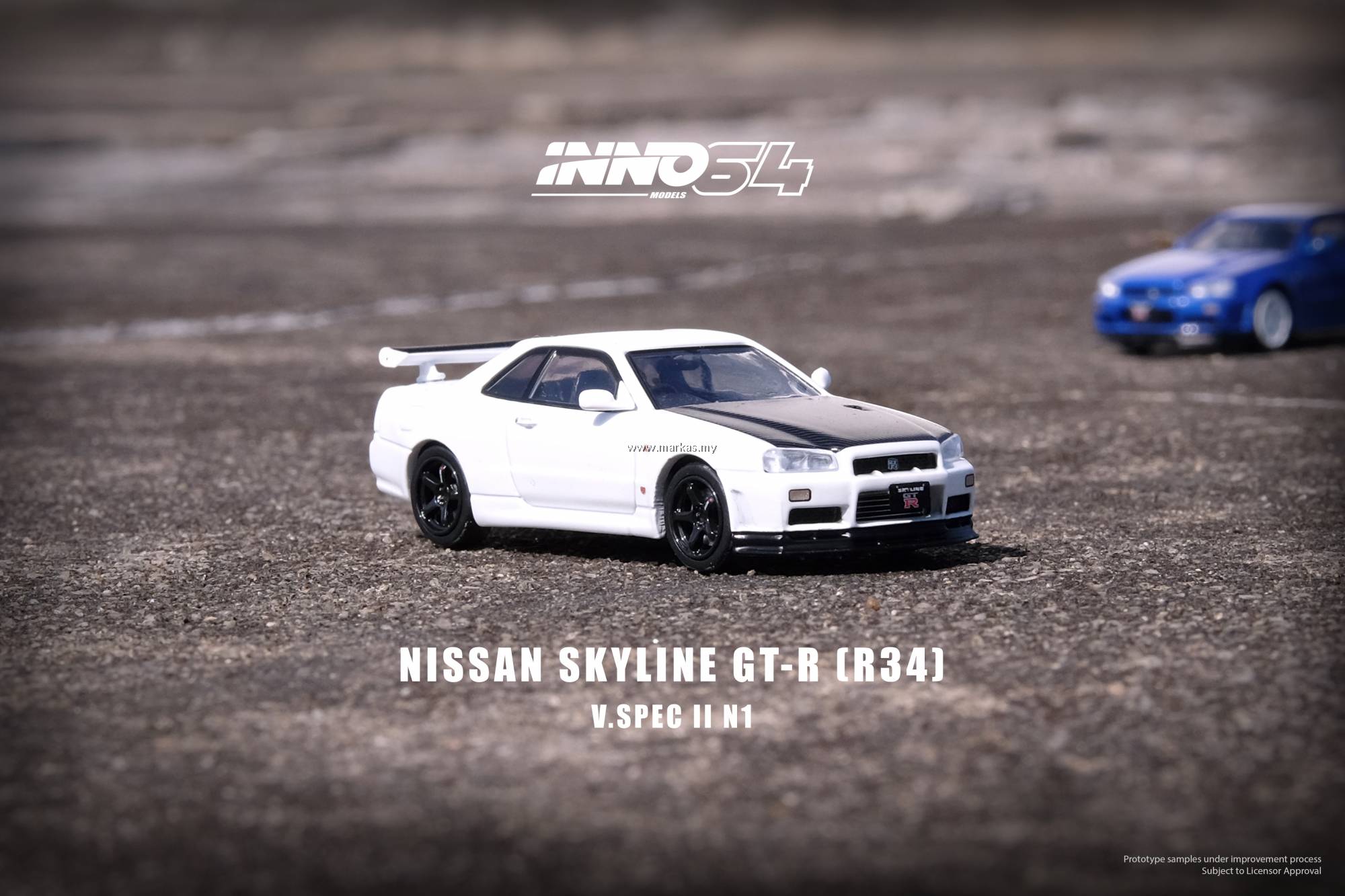 INNO MODELS INNO64 1/64 NISSAN SKYLINE GT-R R34 R-TUNE V.SPEC II N1 WHITE