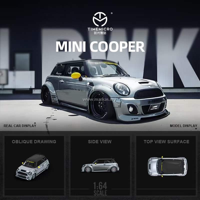 (PO) TIME MICRO 1/64 BMW MINI COOPER LBWK SILVER