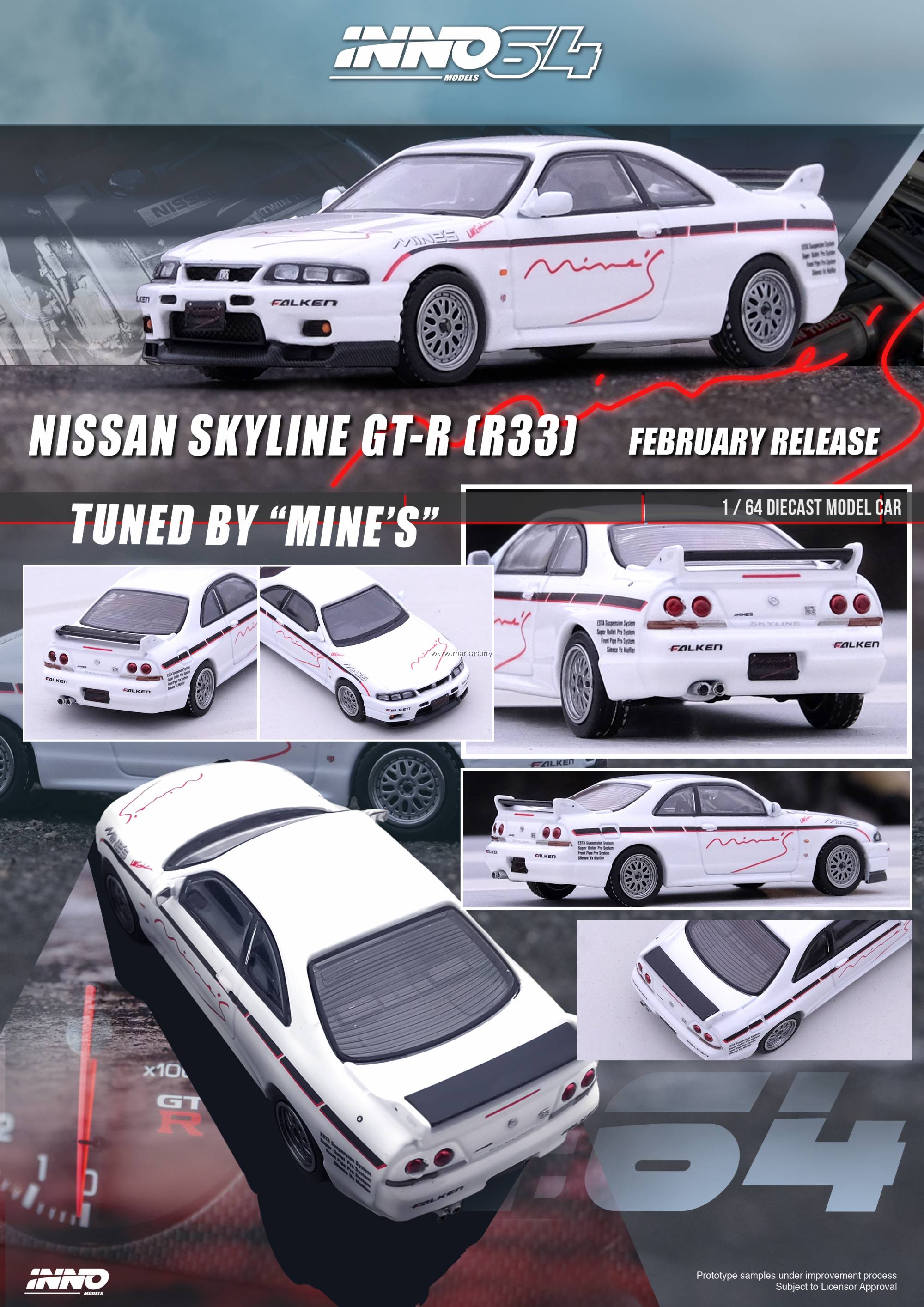 INNO MODELS INNO64 1/64 NISSAN SKYLINE GT-R R33 TUNED BY MINE'S