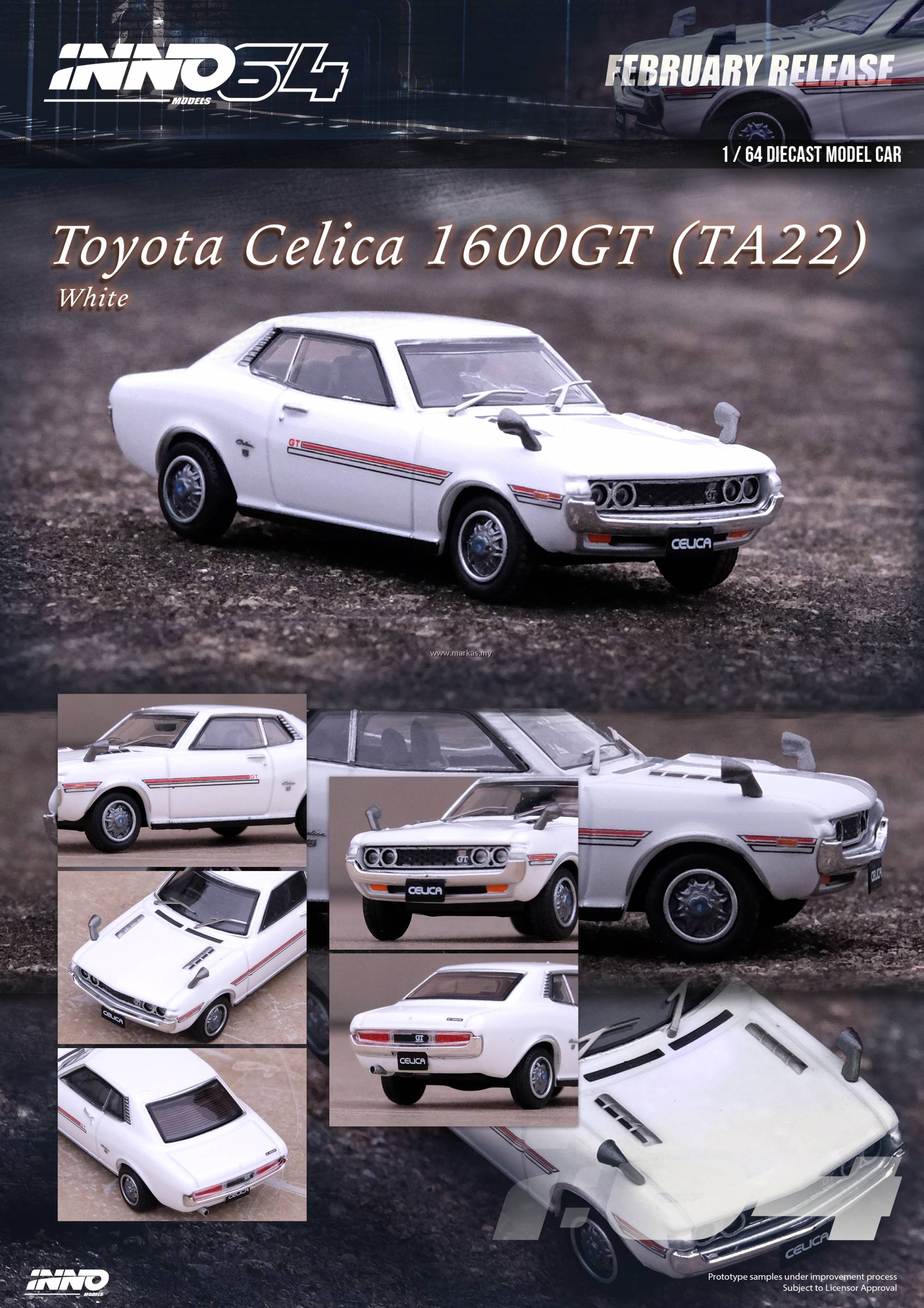 INNO MODELS INNO64 1/64 TOYOTA CELICA 1600GT TA22 WHITE