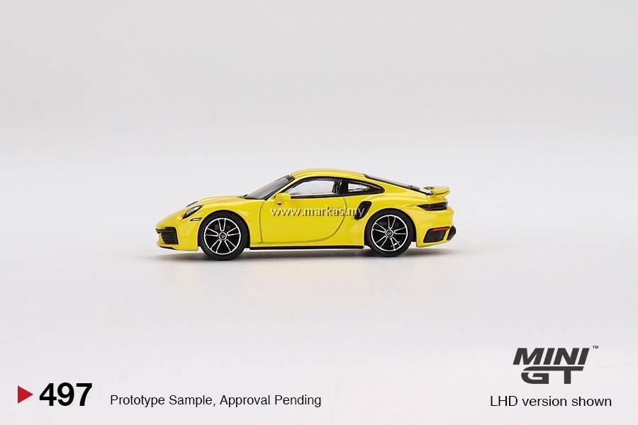 MINI GT 1/64 #497 PORSCHE 911 TURBO S RACING YELLOW