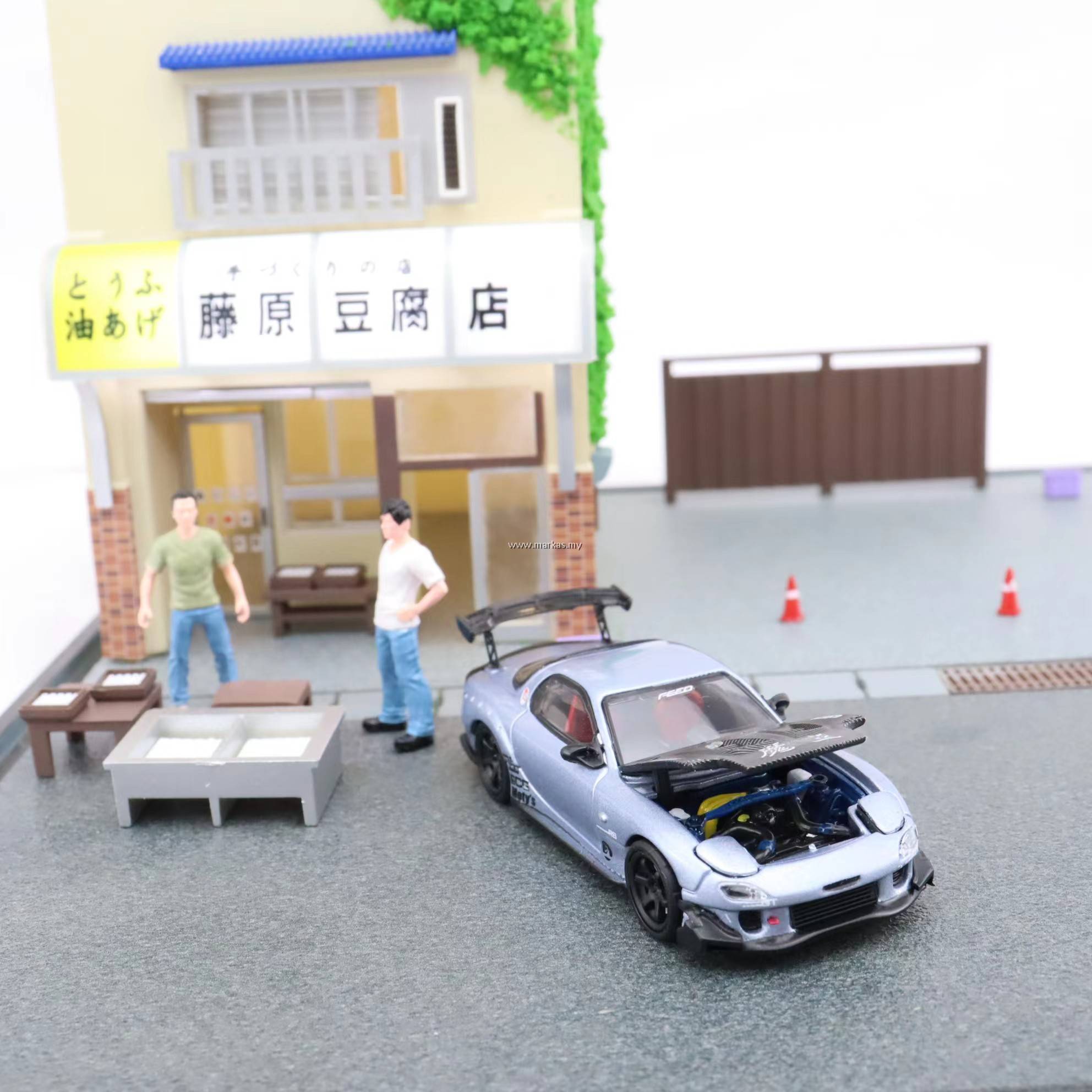 MASTER MODEL 1/64 MAZDA RX7 FD3S CYAN OPENABLE CARBON HOOD