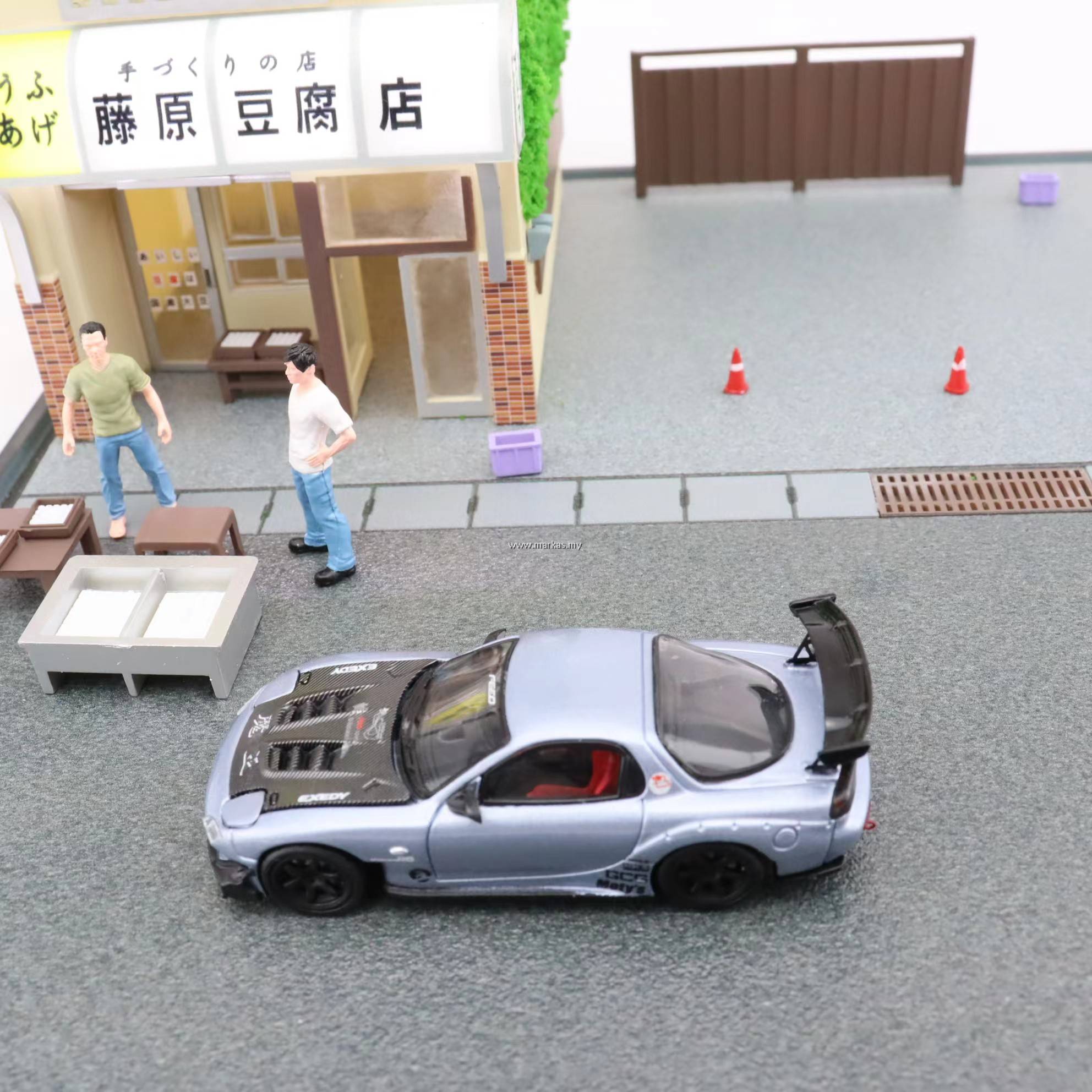 MASTER MODEL 1/64 MAZDA RX7 FD3S CYAN OPENABLE CARBON HOOD