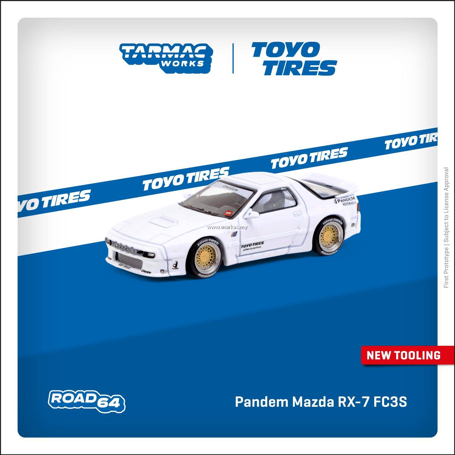 (PO) TARMAC WORKS X TOYO TIRES 1/64 PANDEM MAZDA RX-7 FC3S WHITE