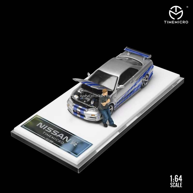 TIME MICRO 1/64 NISSAN GTR34 SILVER FAST AND FURIOUS TRIBUTE TO PAUL ...