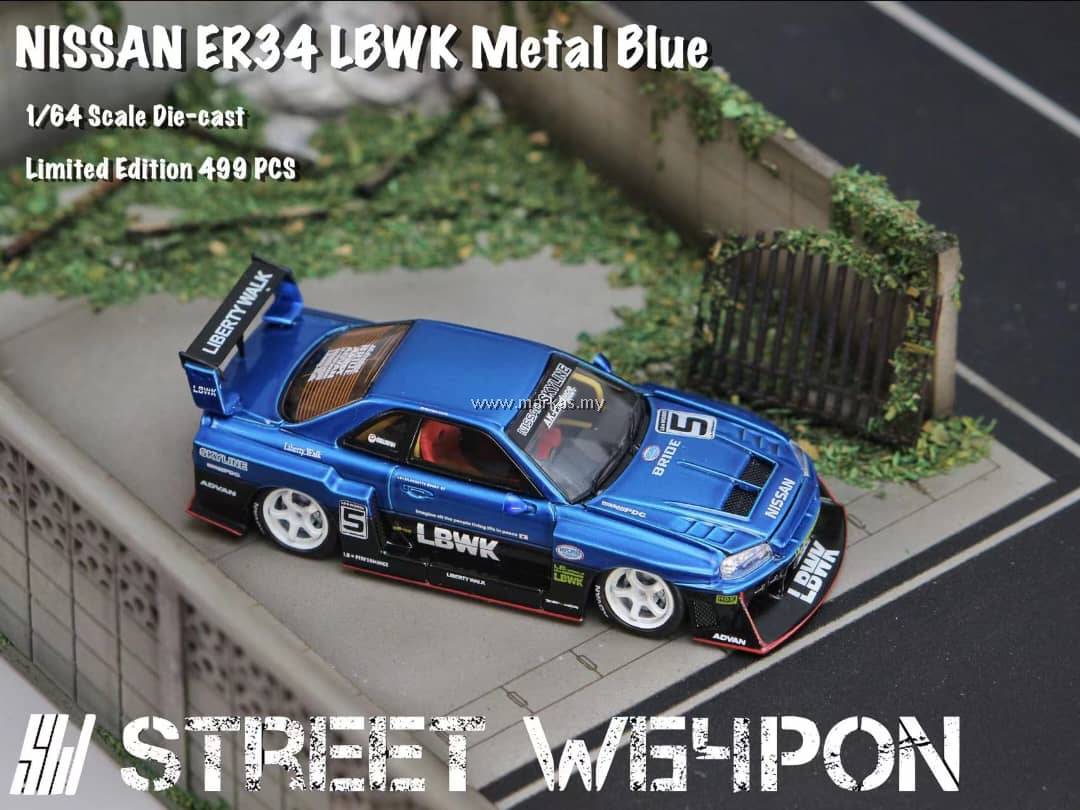 (PO) STREET WEAPON 1/64 NISSAN ER34 LBWK METAL BLUE
