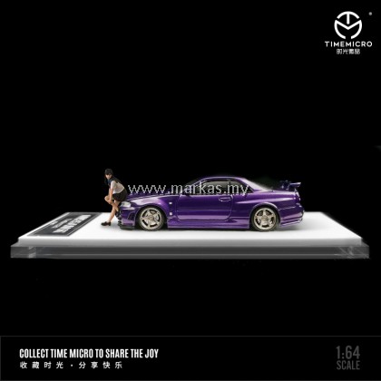TIME MICRO 1/64 NISSAN GT-R R34 MIDNIGHT PURPLE WITH FIGURE
