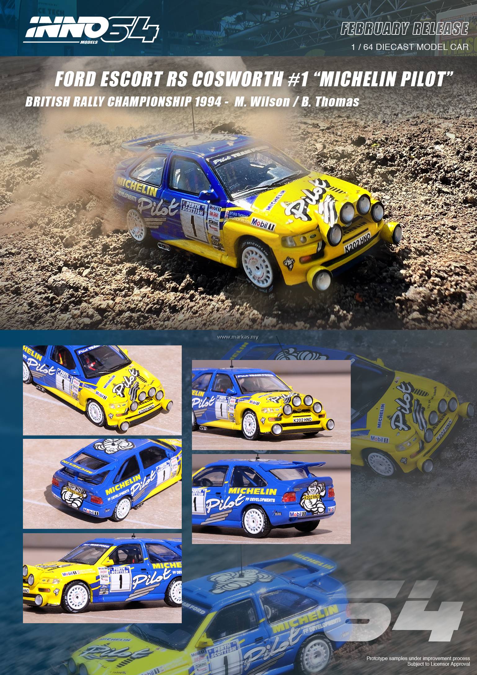 INNO MODELS INNO64 1/64 FORD ESCORT RS COSWORTH #1 MICHELIN PILOT ...