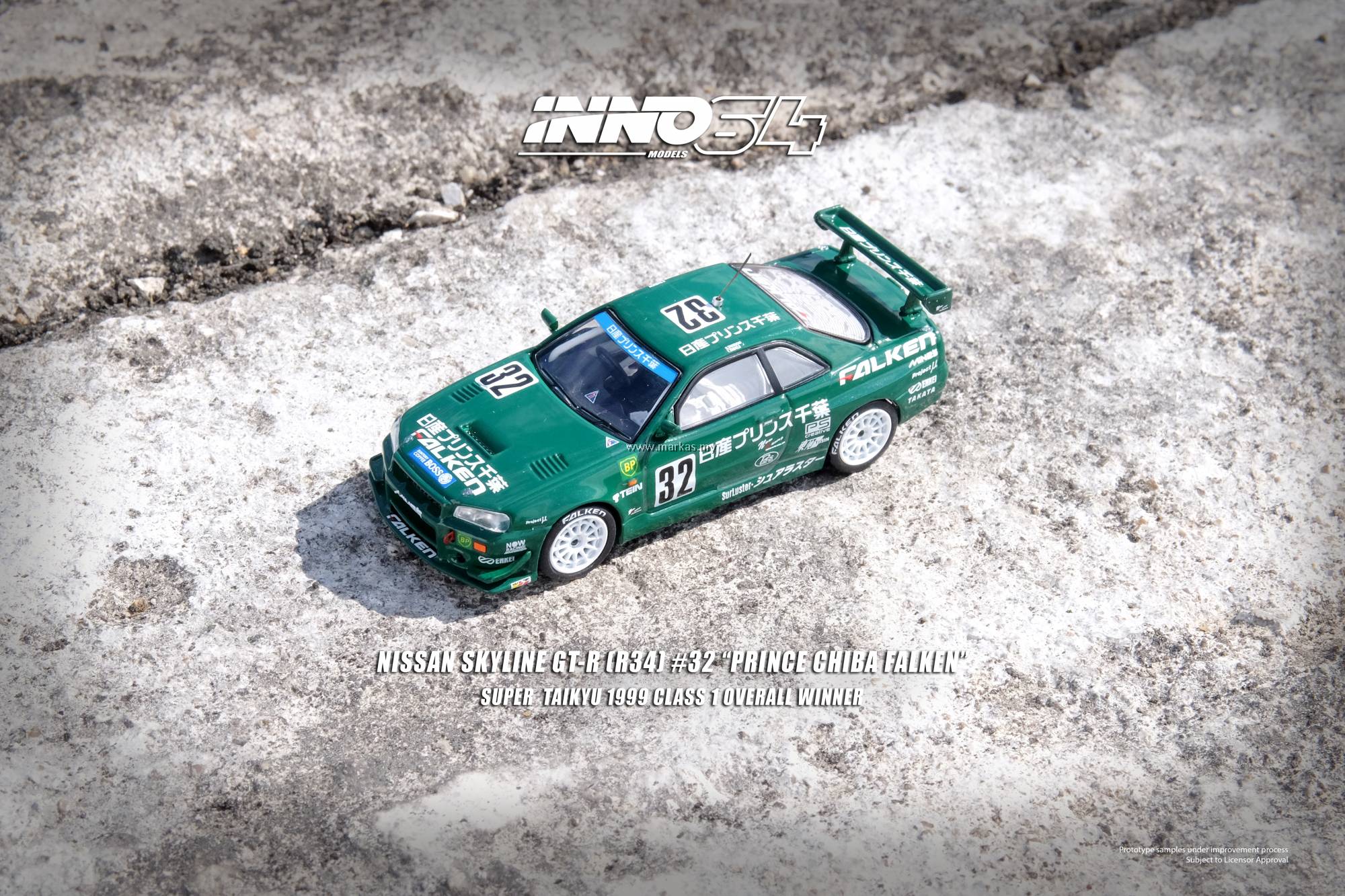 INNO MODELS INNO64 1/64 NISSAN SKYLINE GT-R R34 #32 PRINCE CHIBA FALKEN ...