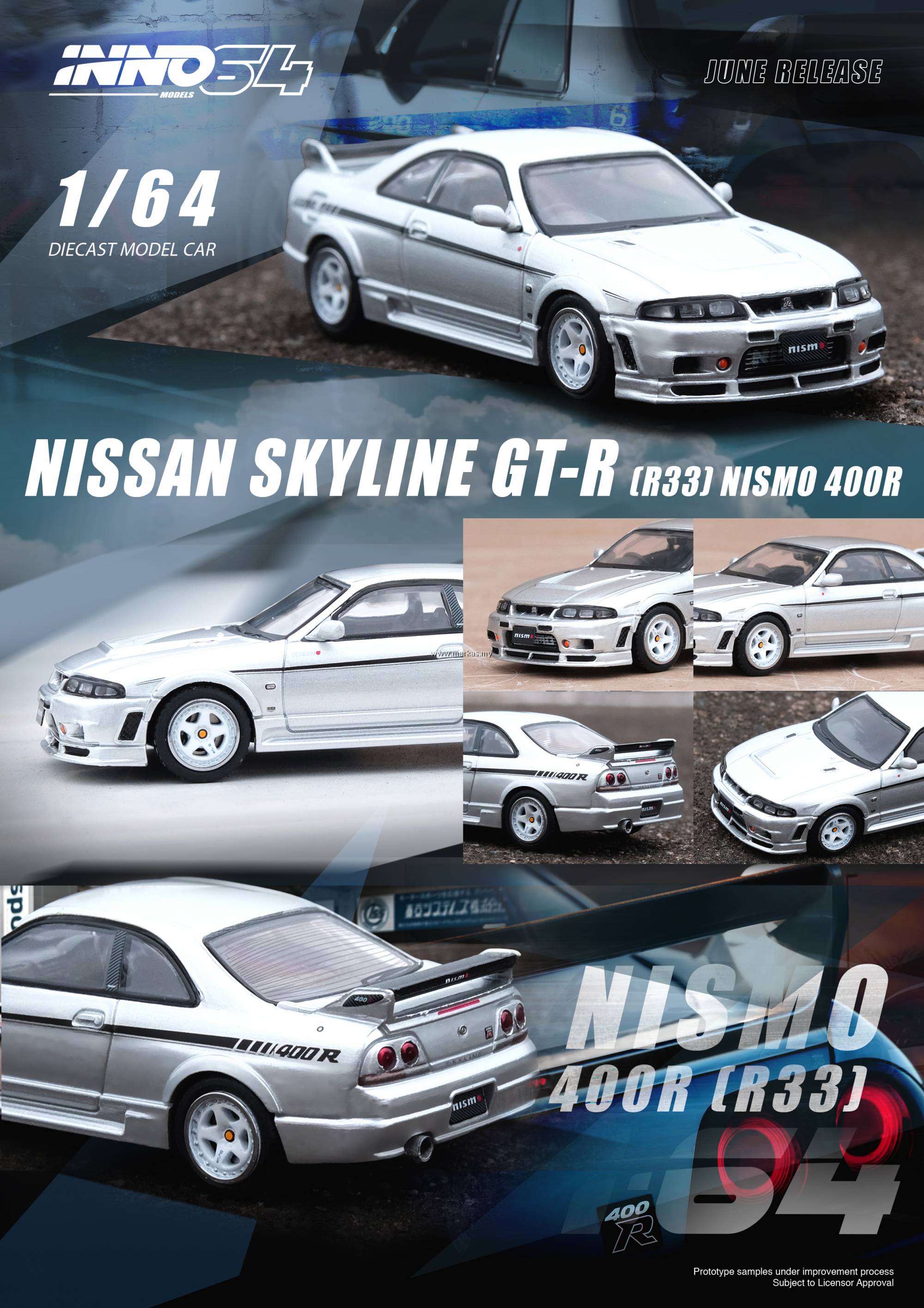 (PO) INNO MODELS INNO64 1/64 NISSAN SKYLINE GT-R R33 NISMO 400R SONIC ...