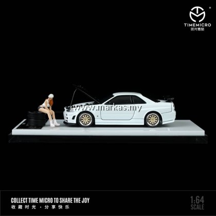 (PO) TIME MICRO 1/64 NISSAN GT-R R34 Z-TUNE WHITE WITH FIGURE