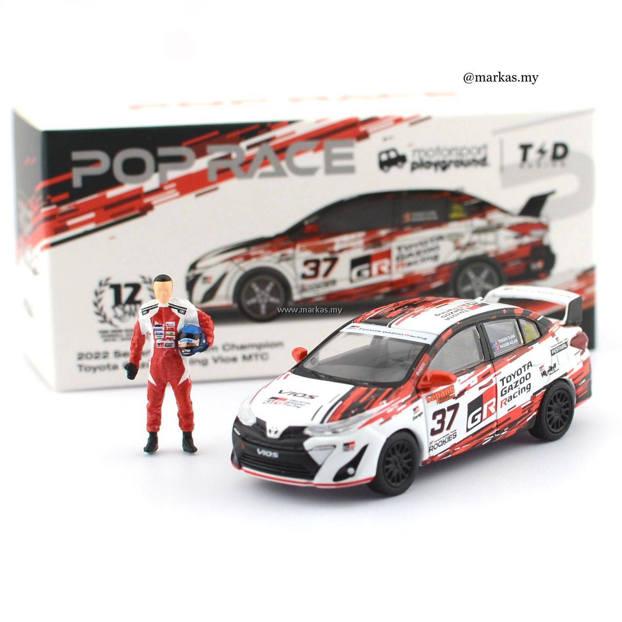 (PO) POP RACE MDX 2023 EXCLUSIVE 1/64 TOYOTA GR VIOS SEPANG 1000KM 2022 – TENGKU DJAN #37 WITH ...