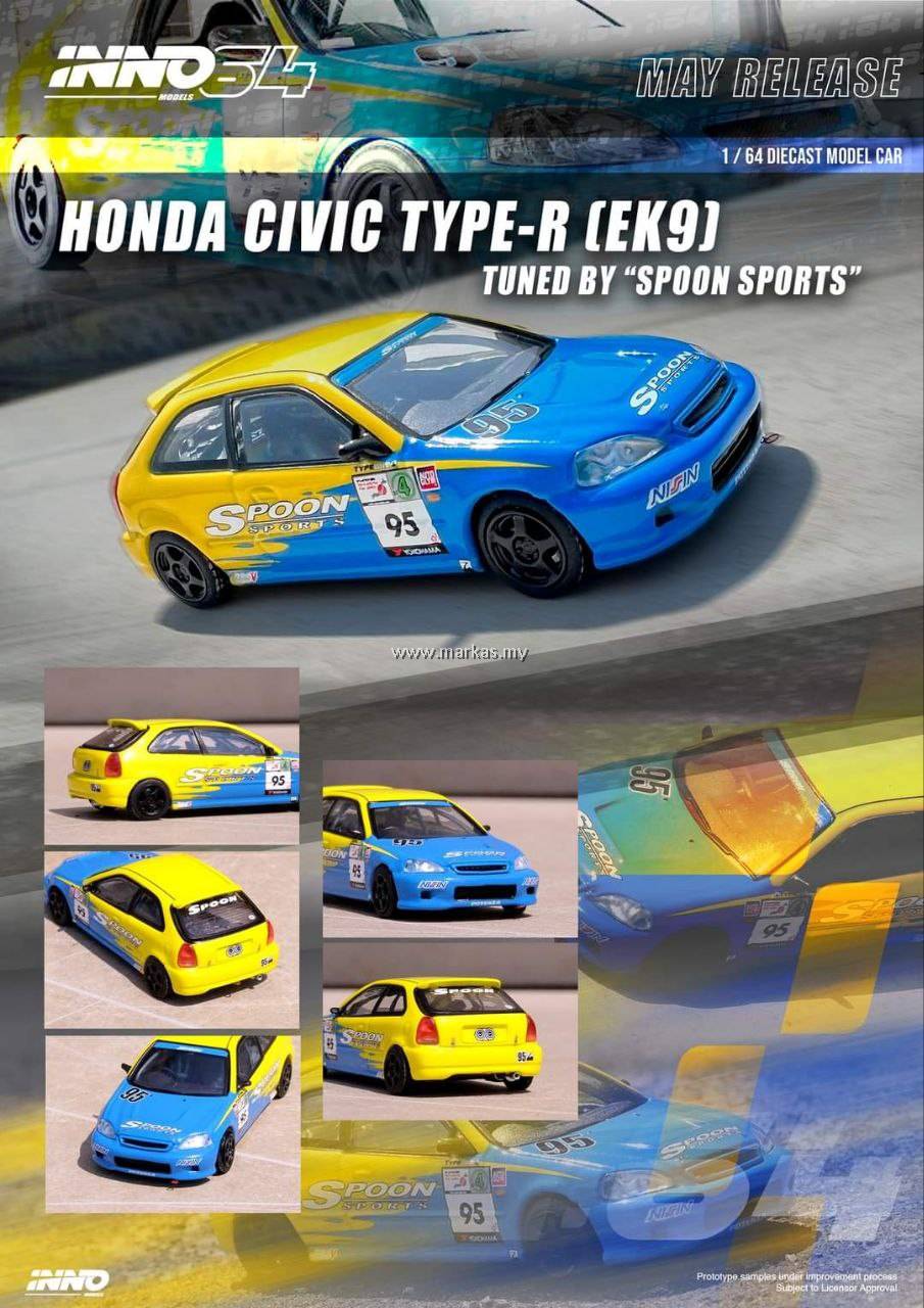 INNO MODELS INNO64 1/64 HONDA CIVIC TYPE-R EK9 TUNED BY SPOON SPORTS