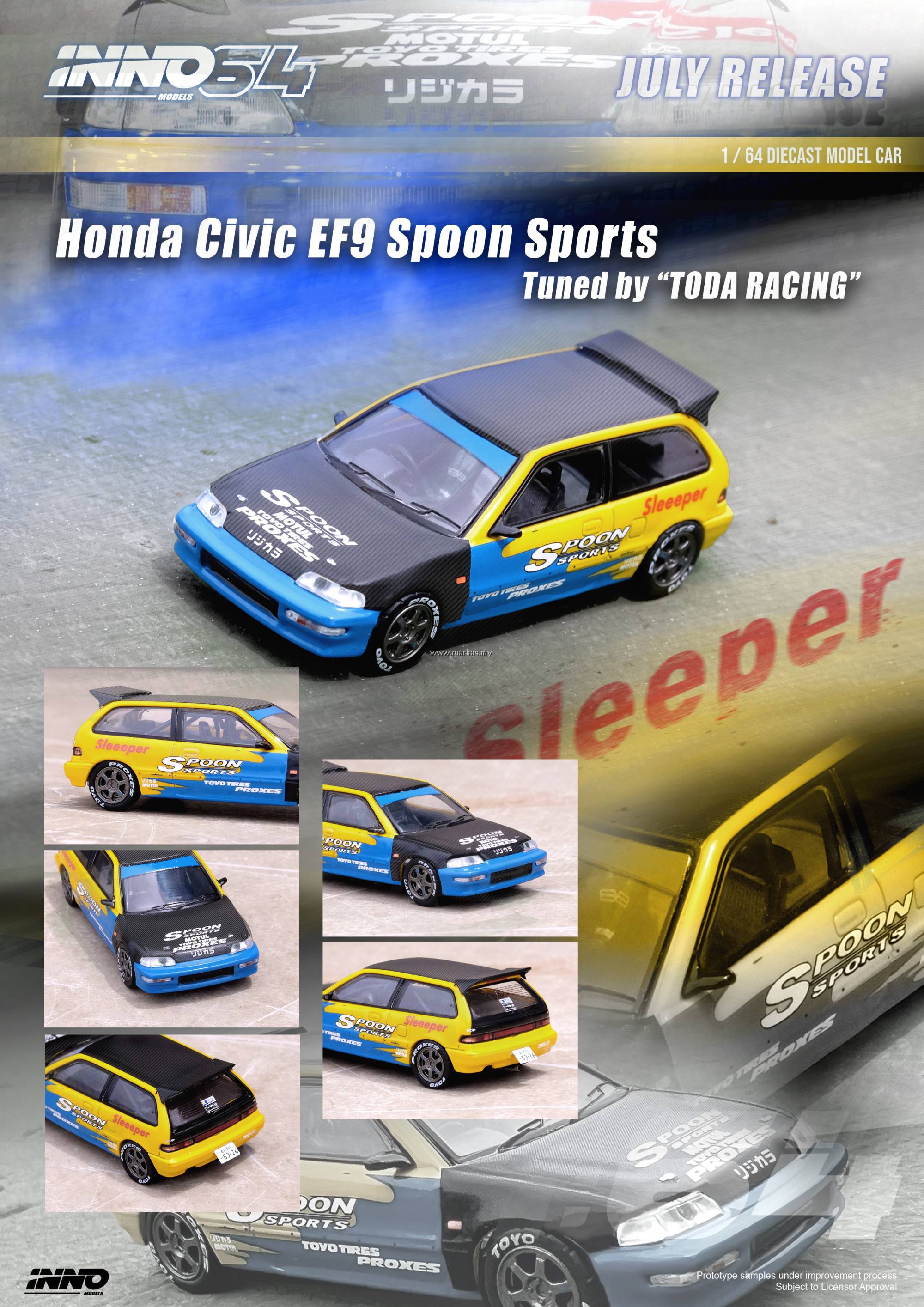 (PO) INNO MODELS INNO64 1/64 HONDA CIVIC (EF9) SPOON LIVERY TUNED BY ...