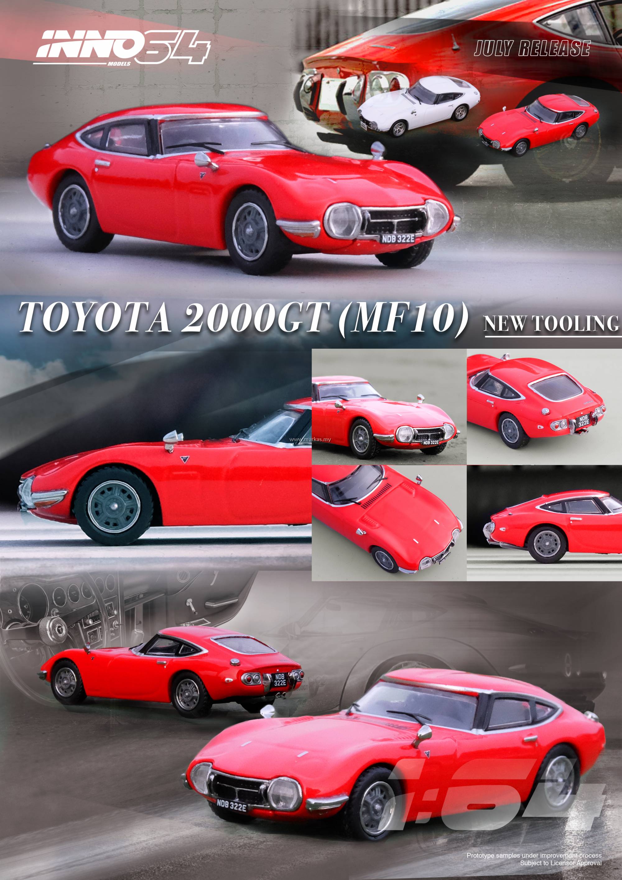 (PO) INNO MODELS INNO64 1/64 TOYOTA 2000GT SOLAR RED