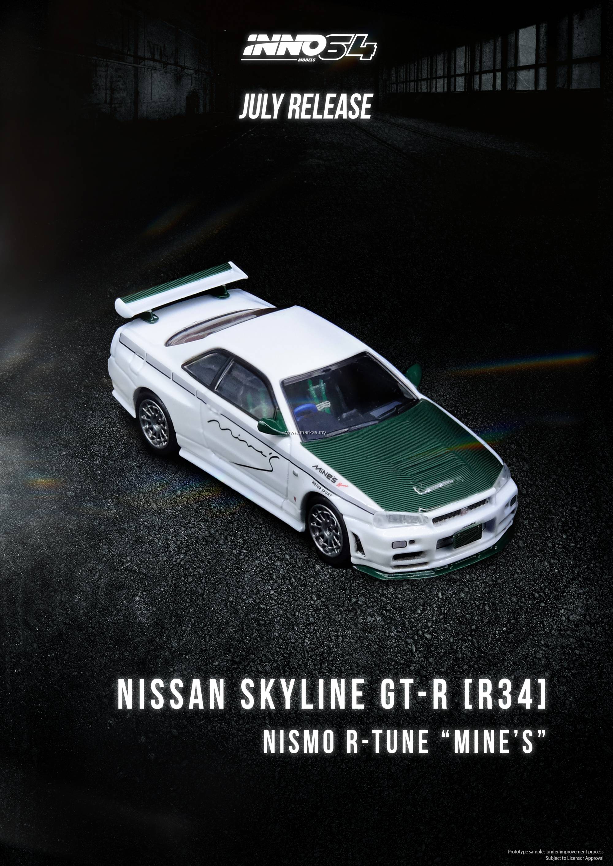 (PO) INNO MODELS INNO64 1/64 NISSAN SKYLINE GT-R (R34) NISMO R-TUNE MINES