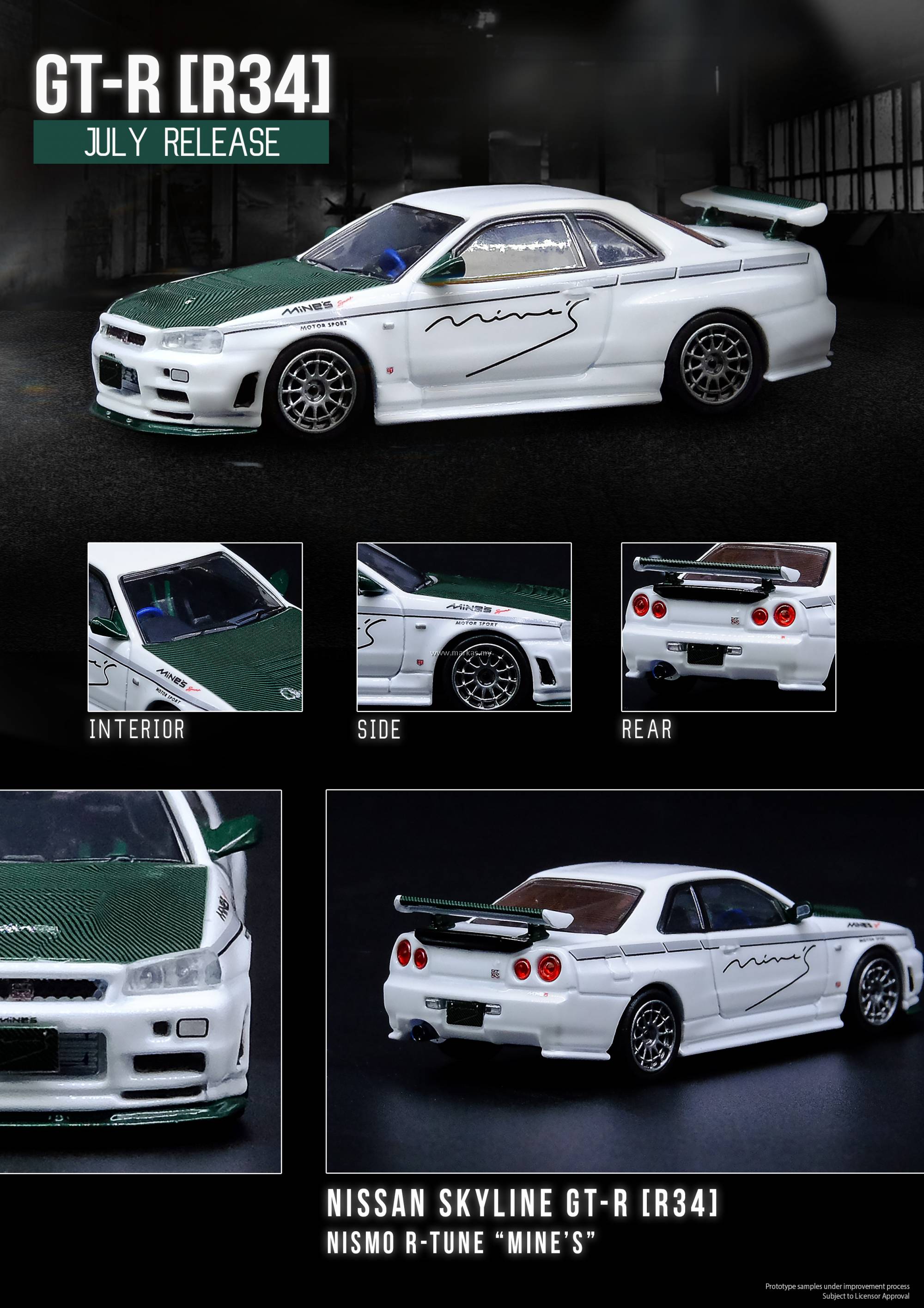 (PO) INNO MODELS INNO64 1/64 NISSAN SKYLINE GT-R (R34) NISMO R-TUNE MINES