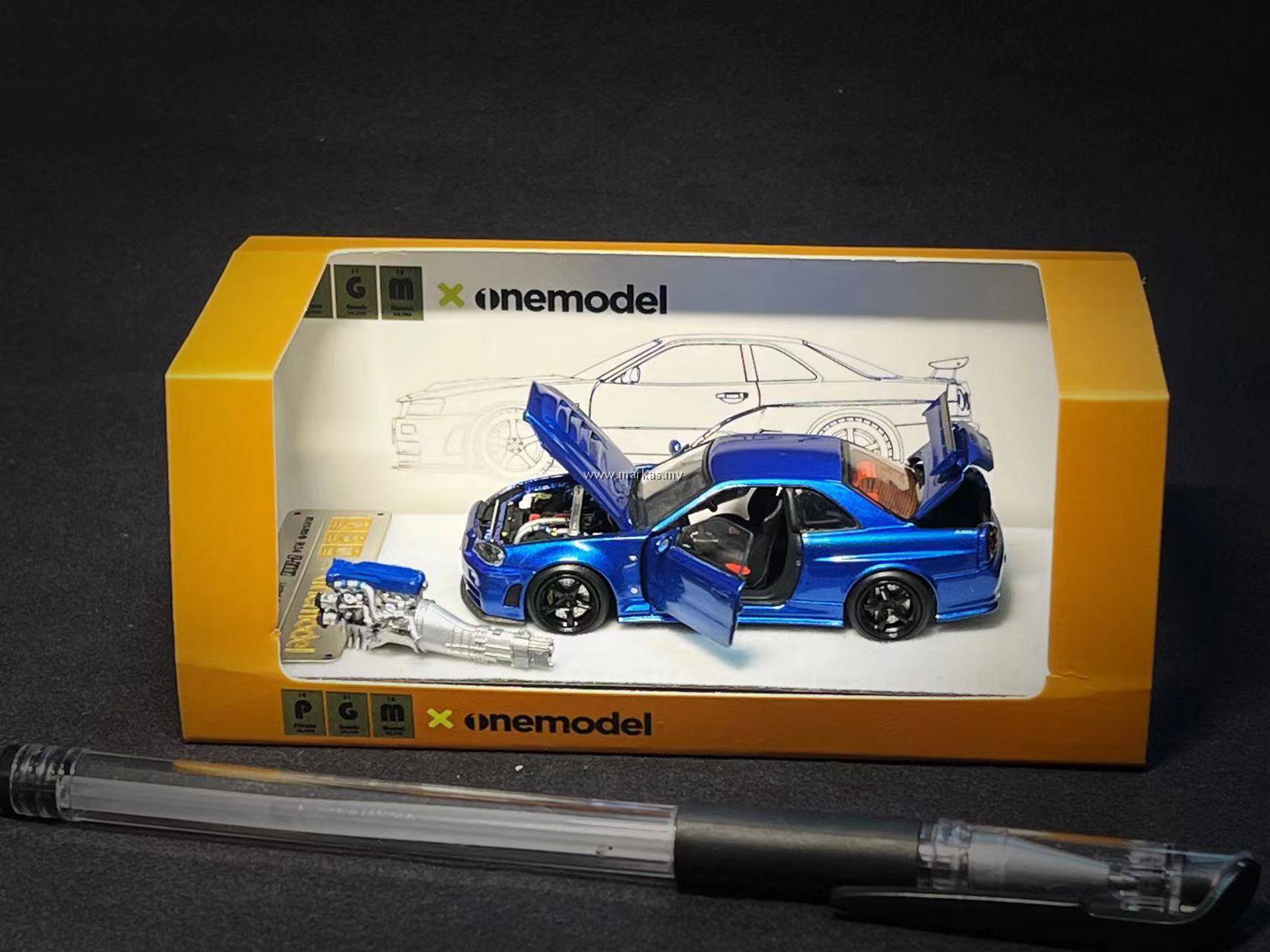(PO) PGM X ONE MODEL 1/64 NISSAN R34 Z TUNE METALLIC BLUE STANDARD VERSION