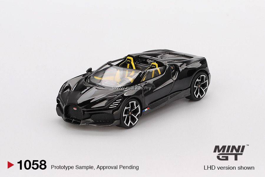 (PO) (STANDARD/BLISTER) MINI GT 1/64 #1058 BUGATTI W16 MISTRAL BLACK